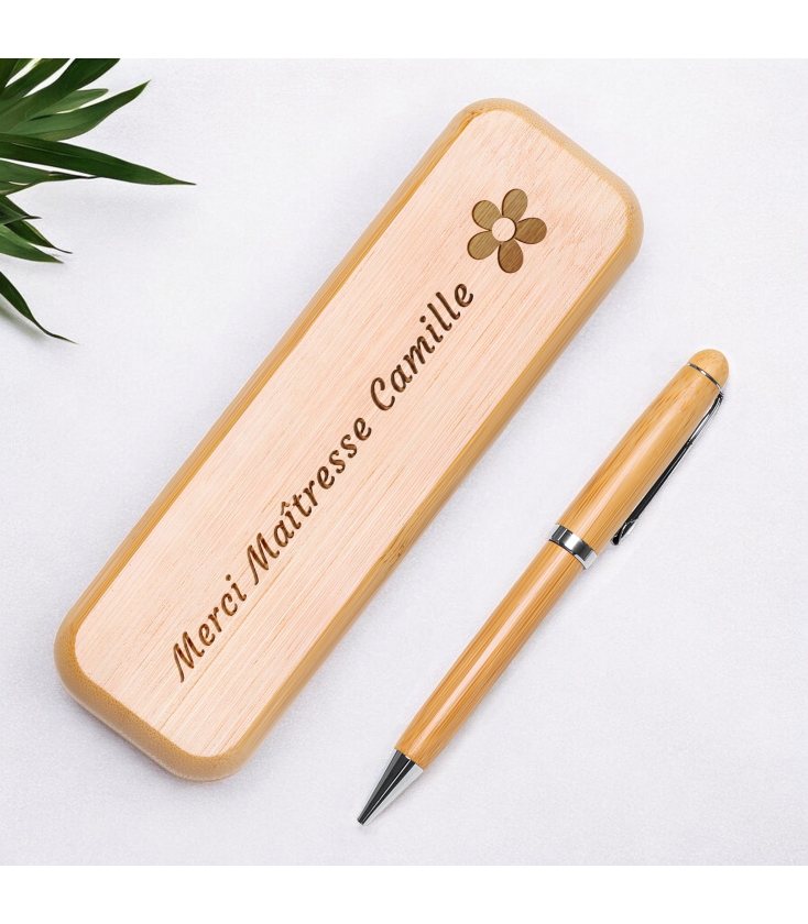 Stylo avec son coffret personnalisé - Modèle Fleur