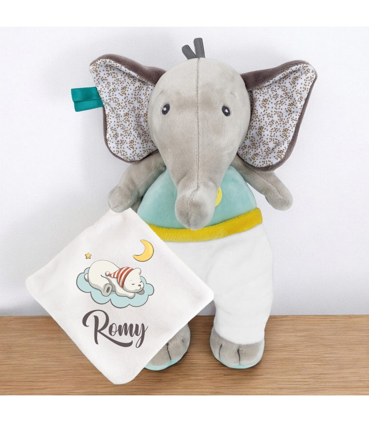 Doudou éléphant cadeau personnalisé – Nuage