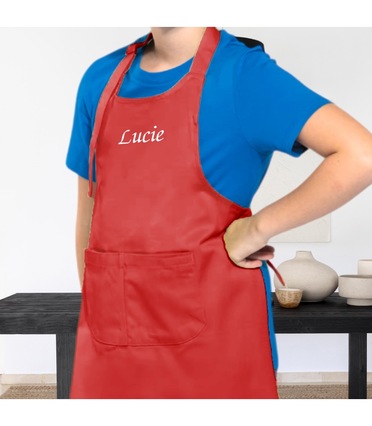Tablier rouge enfant personnalisé