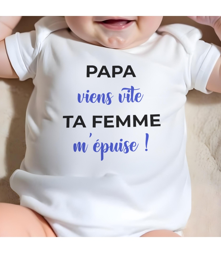 Body "viens vite. m'épuise !" personnalisé avec prénom ou texte de ...