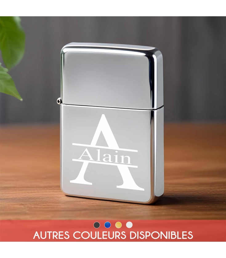Briquet personnalisé essence couleur modèle initiale