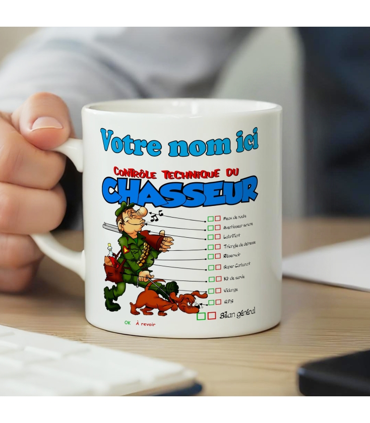 Mug humour pour chasseur à personnaliser