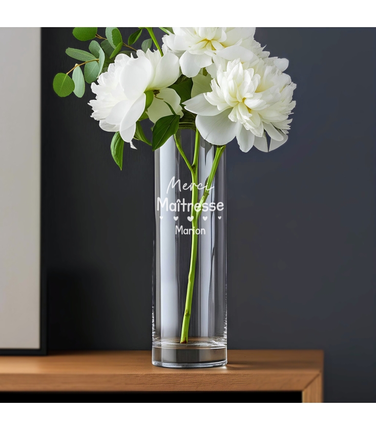 Vase droit " Merci" gravé avec votre message