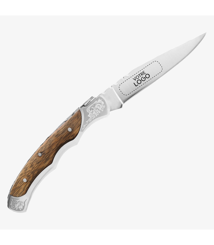 Couteau laguiole en bois marron personnalisé avec votre logo