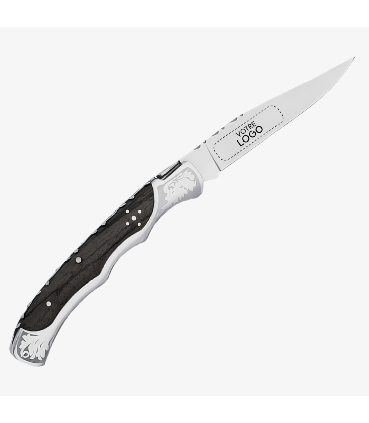 Couteau laguiole baroque noir gravé avec votre logo