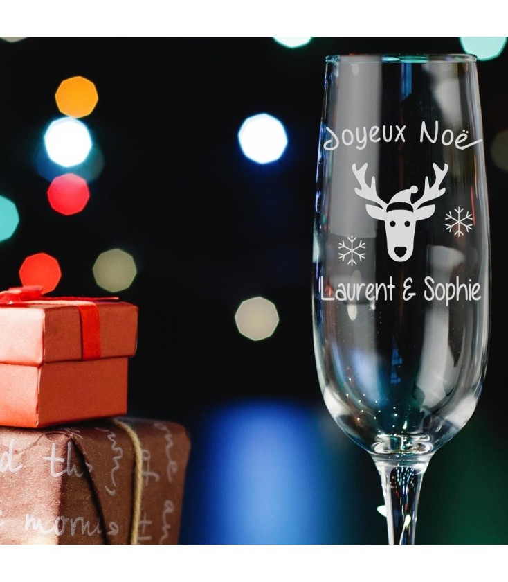 Coupe à Champagne "Noël" personnalisable